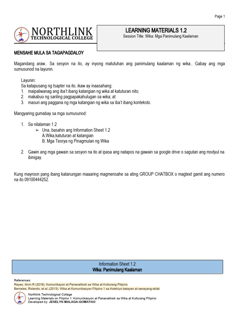 B. Learning Materials 1.2 | PDF