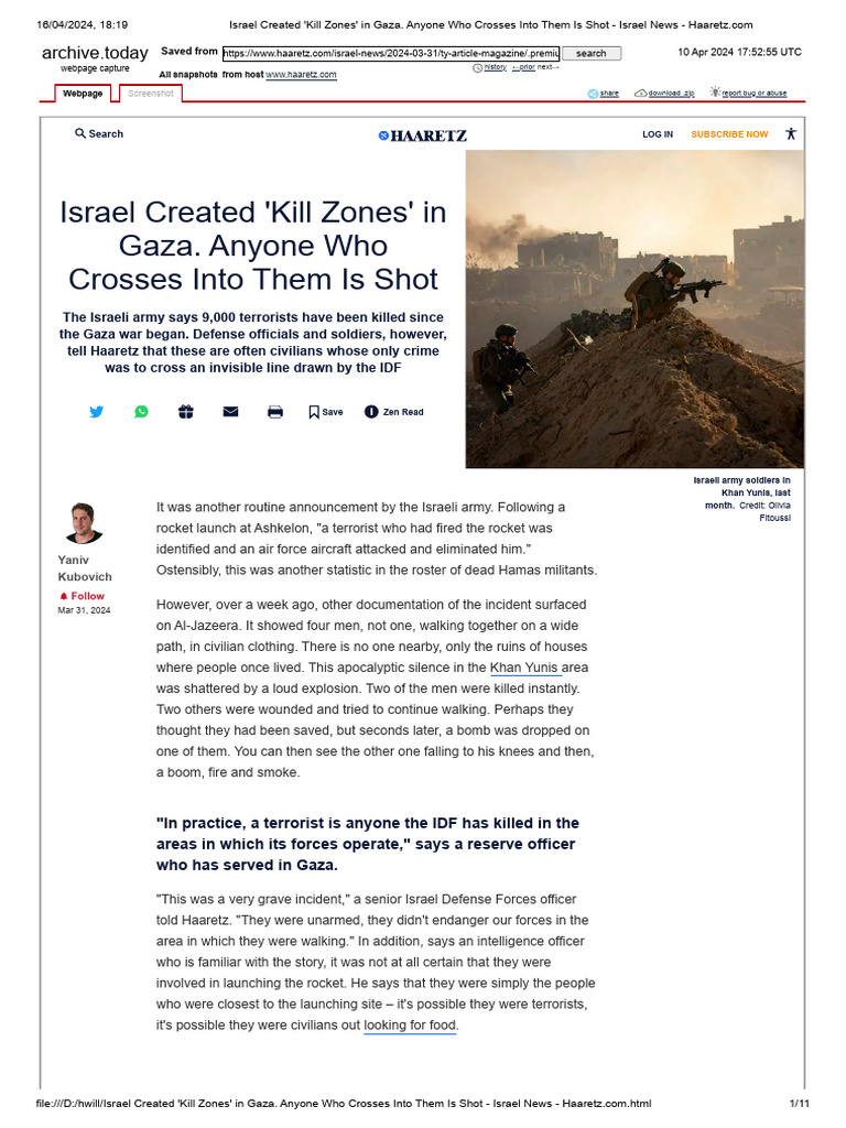 Israel Created 'Kill Zones' in Gaza | PDF | Gaza Strip | Israel Defense Forces