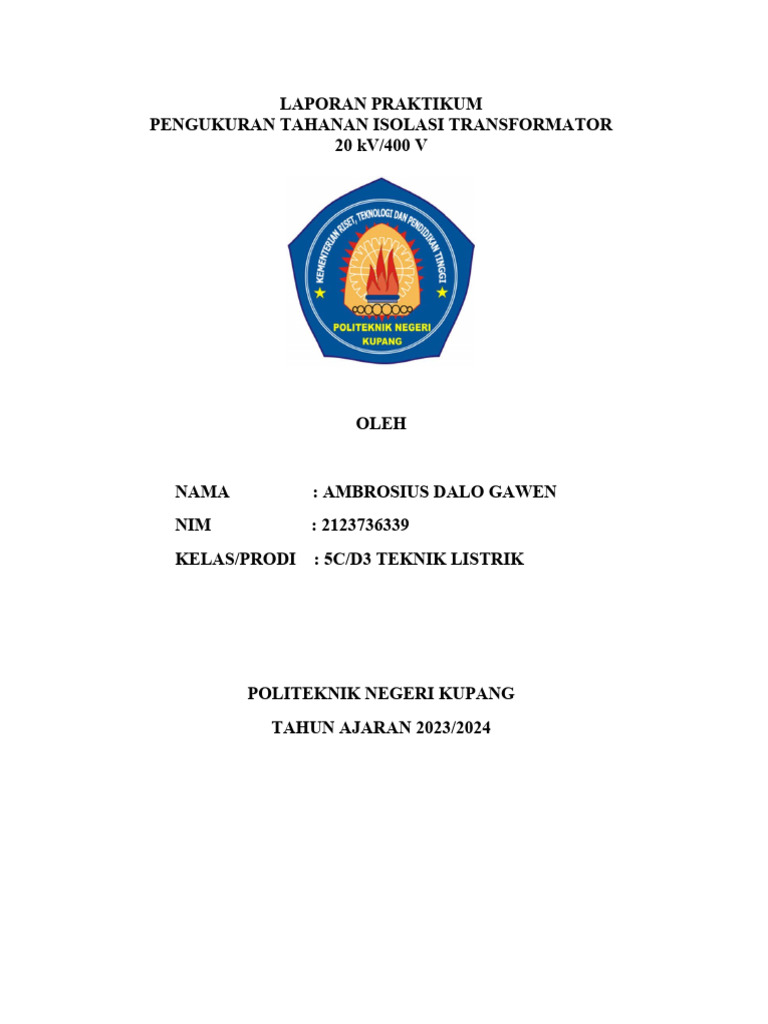 Pengukuran Tahanan Isolasi Trafo 20kV/400V | PDF