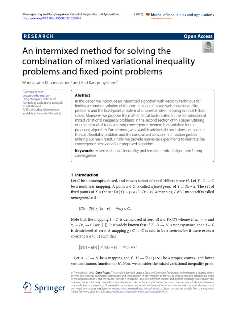 An Intermixed Method For Solving The Combination Of Mixed Variational Inequality Problems And 6932