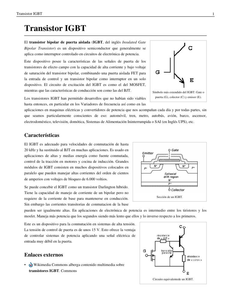 Transistor IGBT: Características y Usos | PDF | Dispositivos ...