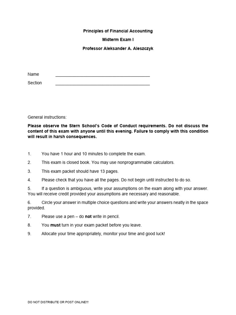 Financial Accounting Midterm Exam Guide | PDF | Debits And Credits ...
