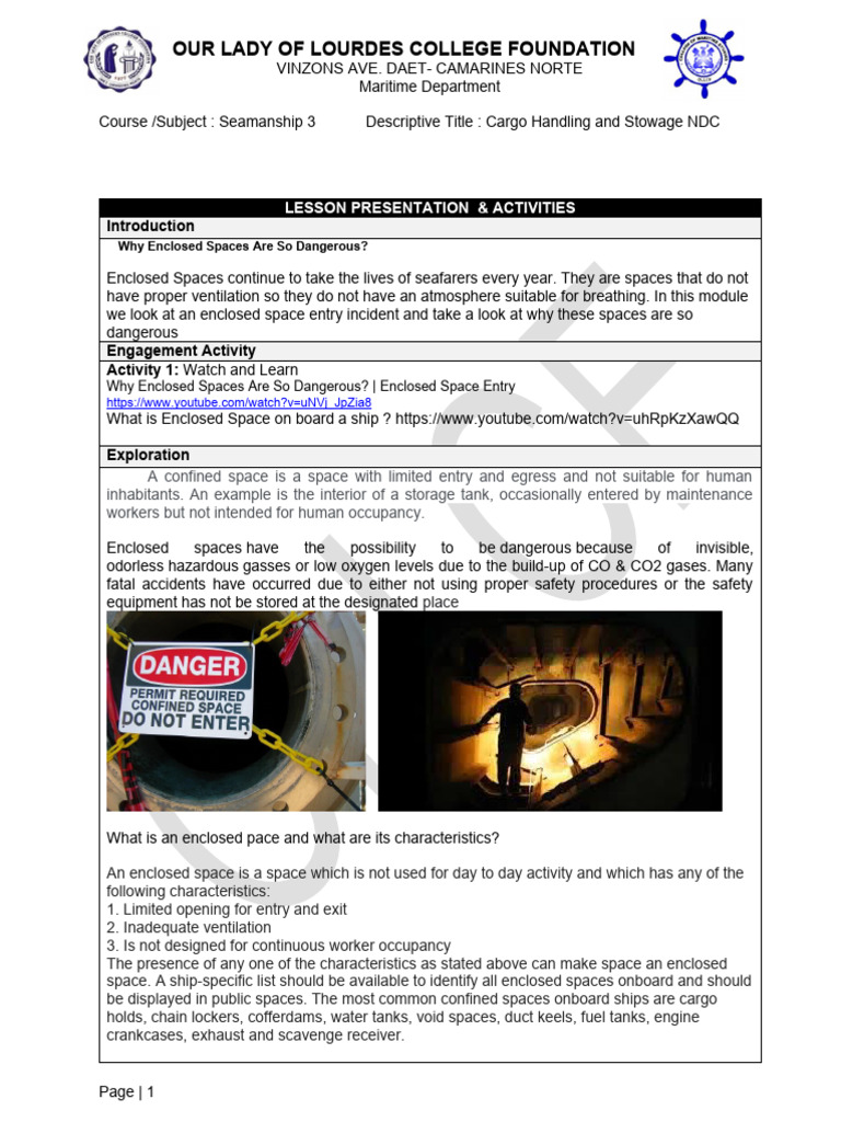 Enclosed Space Safety Procedures | PDF | Ships