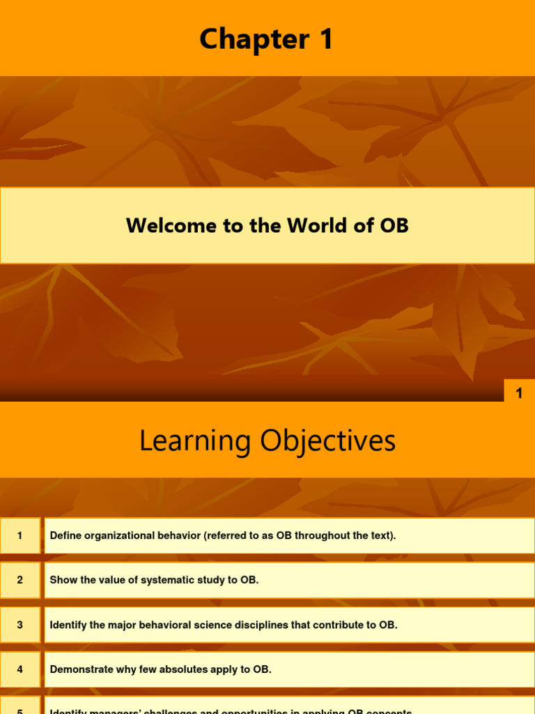 Ch1 - Welcome To The World of OB - 14ed | PDF | Organizational Behavior | Psychology