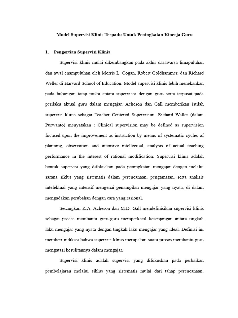 Model Supervisi Klinis Terpadu Untuk Peningkatan Kinerja Guru | PDF