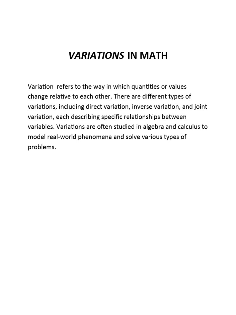 Understanding Types of Variations in Math | PDF | Finance & Money ...