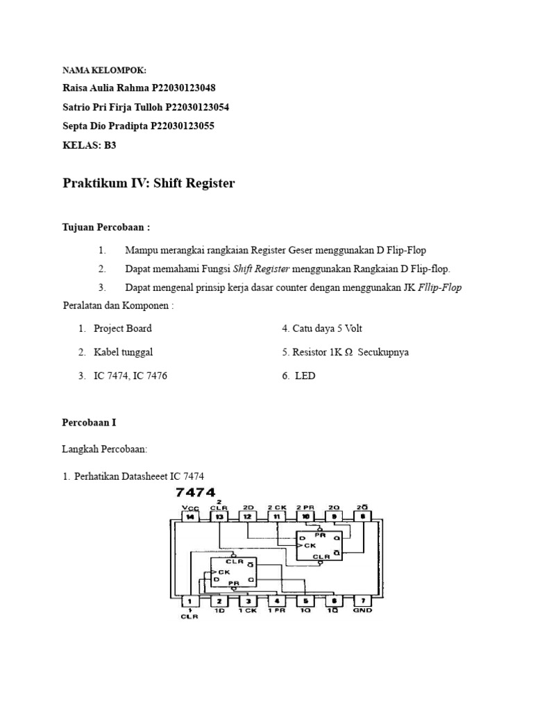 Praktikum IV Shift Register | PDF