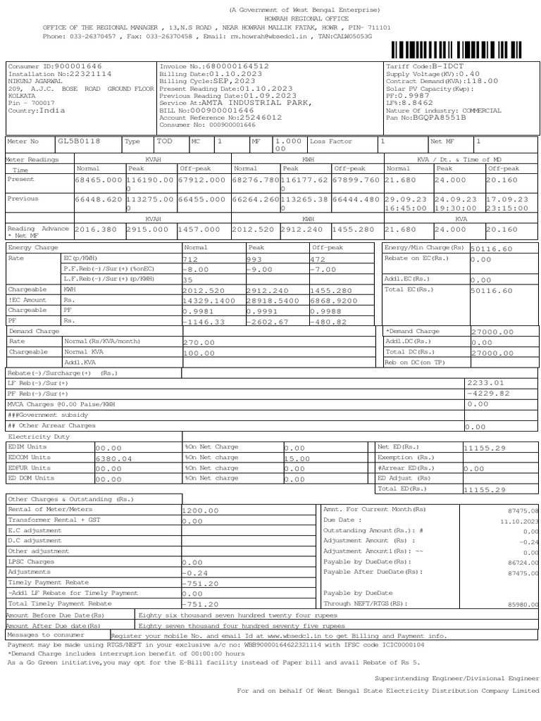 SCCE E-Bill Oct 2023 | PDF | Physical Quantities | Renewable Energy SCCE E-Bill Oct 2023 | PDF | Physical Quantities | Renewable Energy