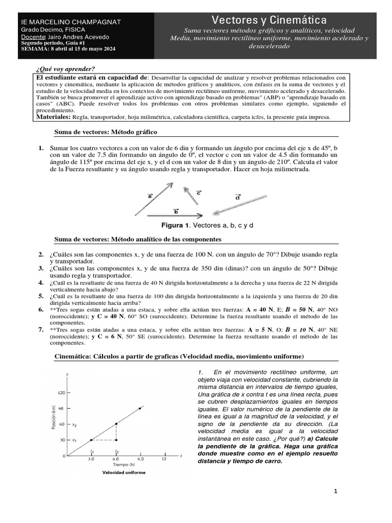 Guia Taller Vectores y Escalares | PDF | Velocidad | Cinemática