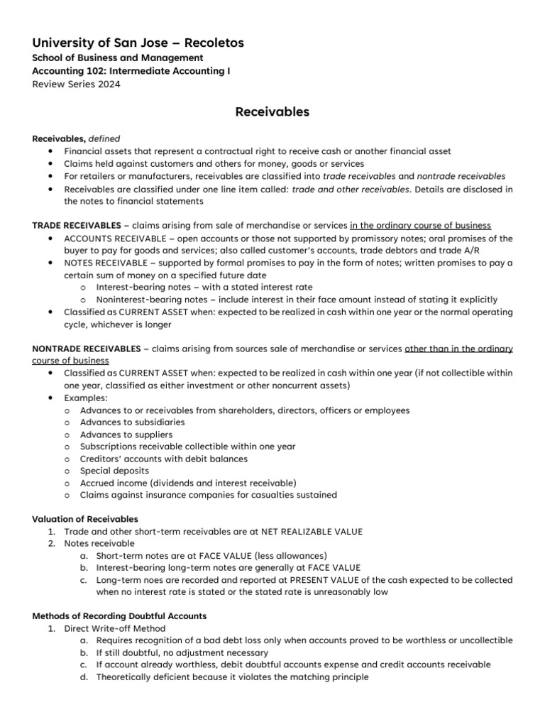 Ar Notes | PDF | Factoring (Finance) | Bad Debt