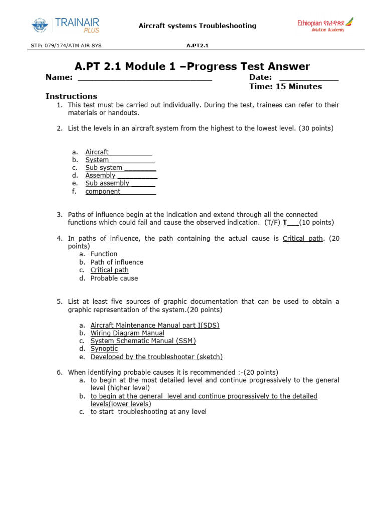 Sample Test Answers | PDF