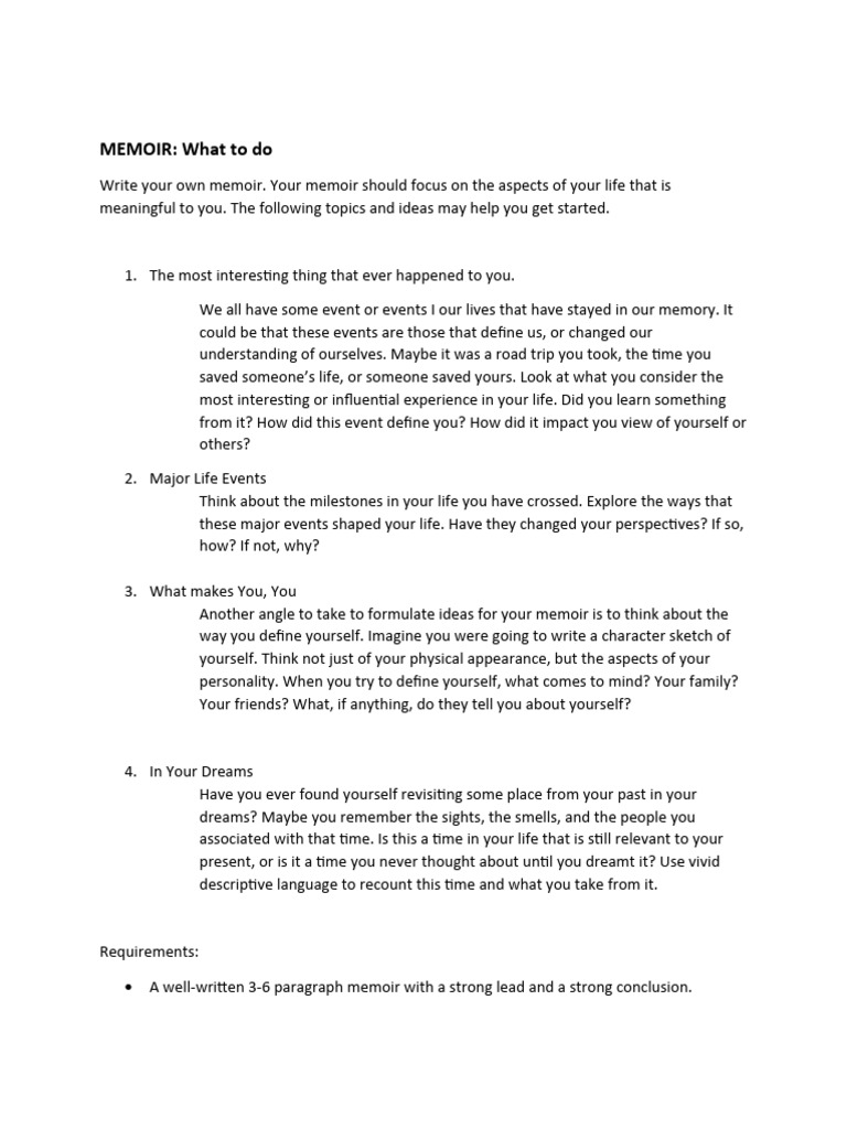 Memoir Writing Guide for Students | PDF | Dream | Essays