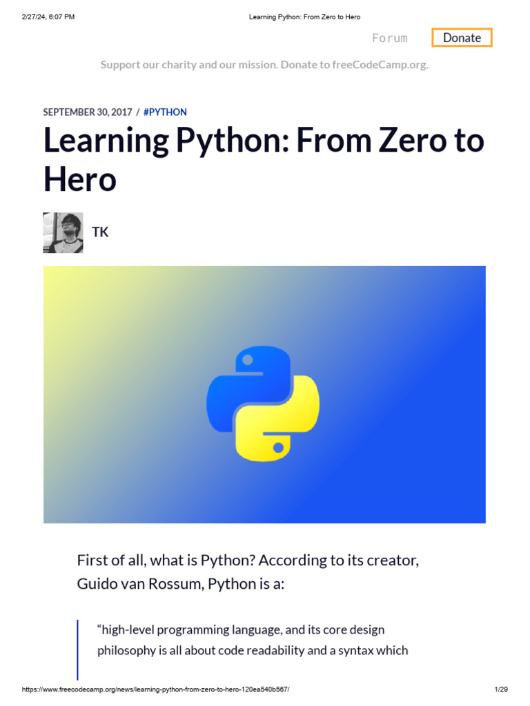 Learning Python - From Zero To Hero | PDF | Class (Computer Programming ... Learning Python - From Zero To Hero | PDF | Class (Computer Programming ...