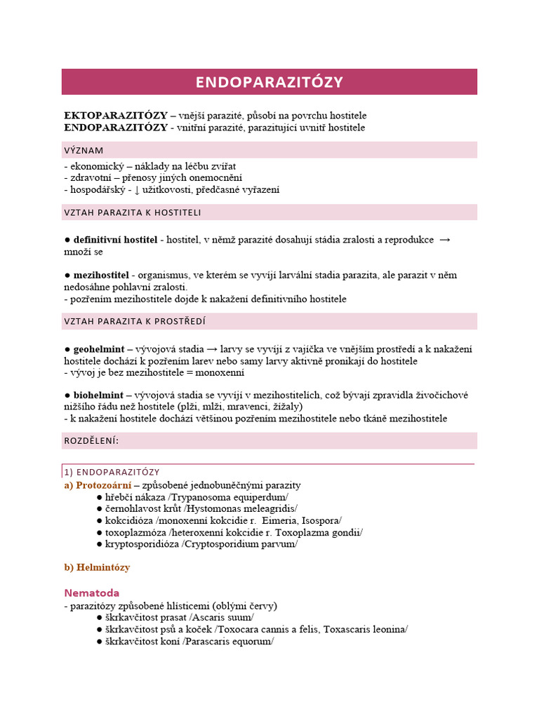 maturitni-otazka-endoparazitozy | PDF