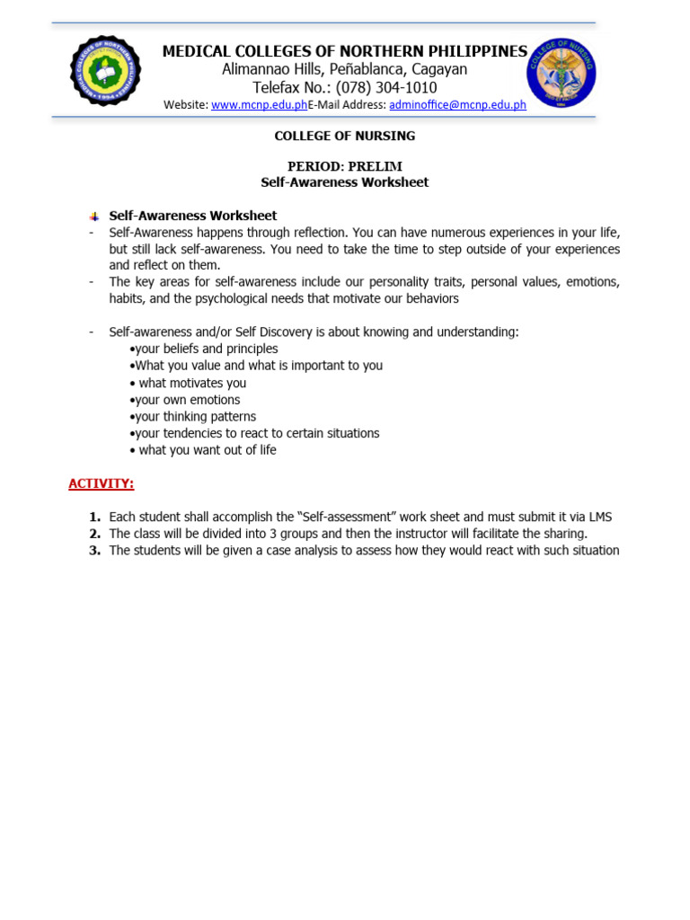 Manual NCM 117 Lab | PDF | Self Awareness | Mental Health