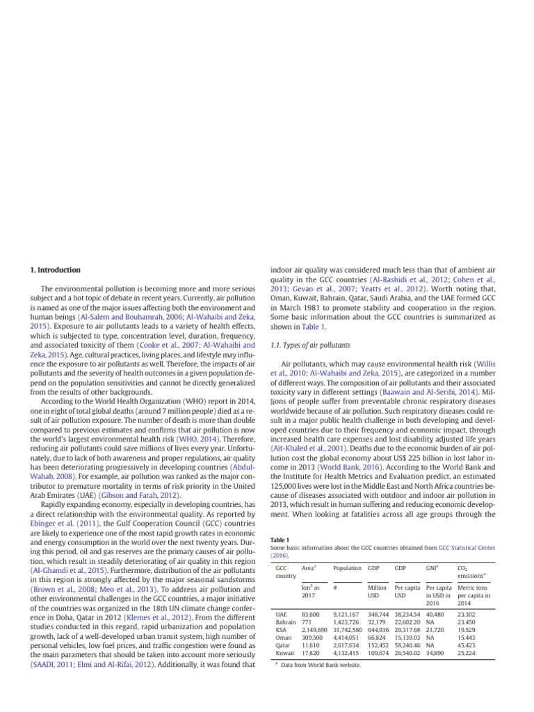 GCC Statistical Center (2016) | PDF | Air Pollution | N Ox