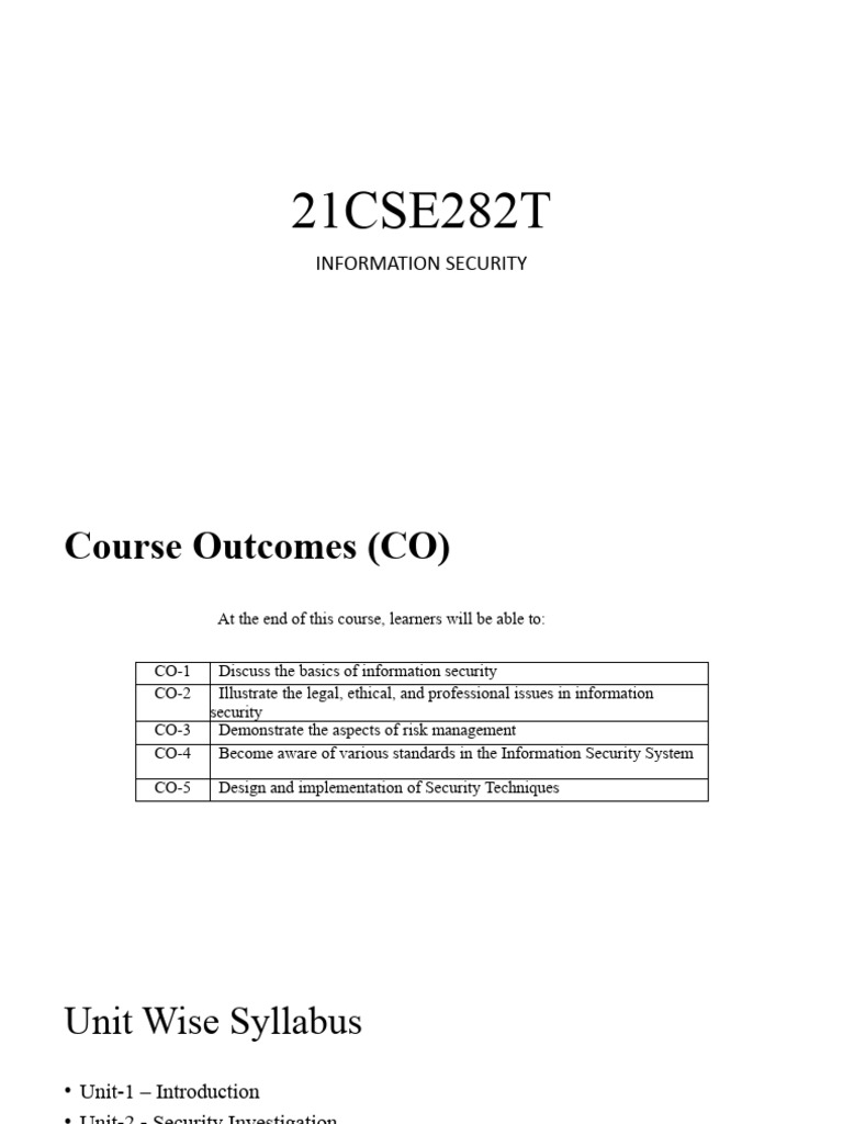 UNIT 1 - Information Security | PDF | Information Security | Security UNIT 1 - Information Security | PDF | Information Security | Security