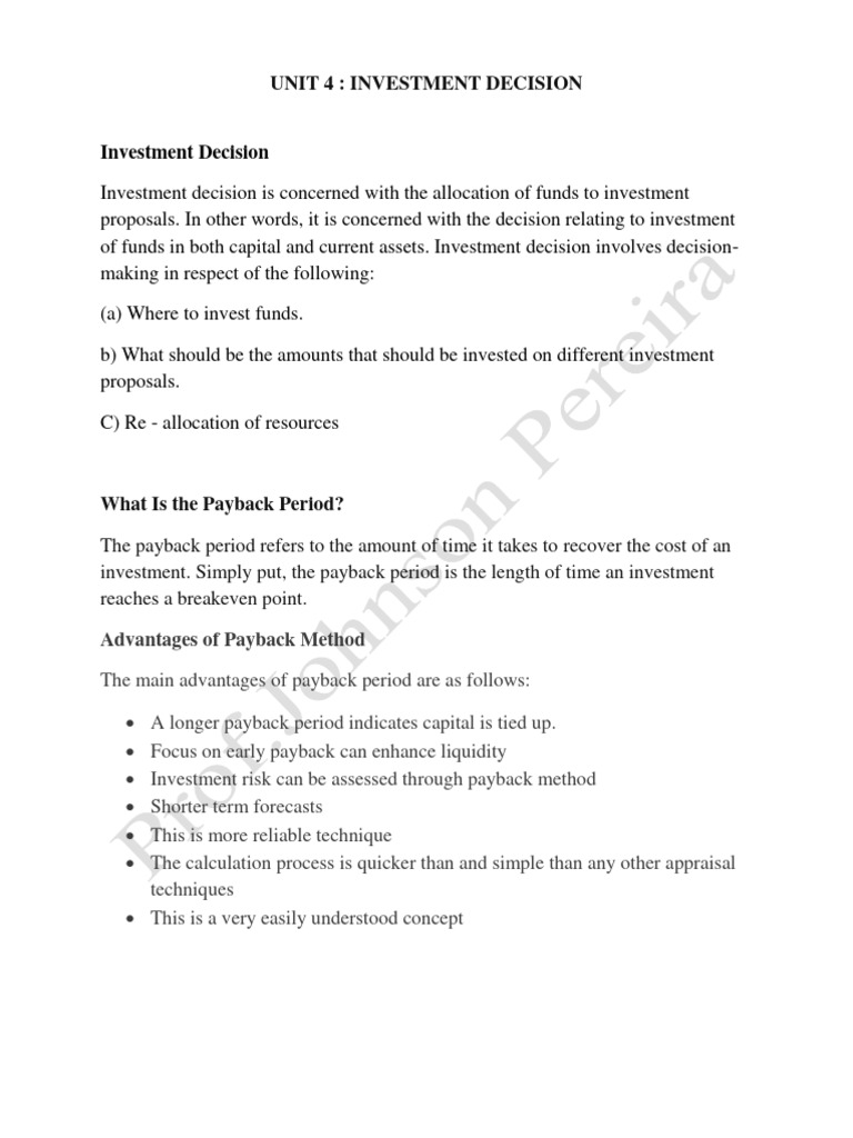 UNIT 4 Investment Decision Theory Questions | PDF | Net Present Value ...