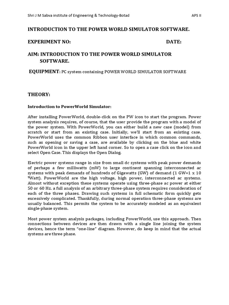 Aps-2 Lab Mannual KP | PDF | Public Utility | Electric Power Transmission