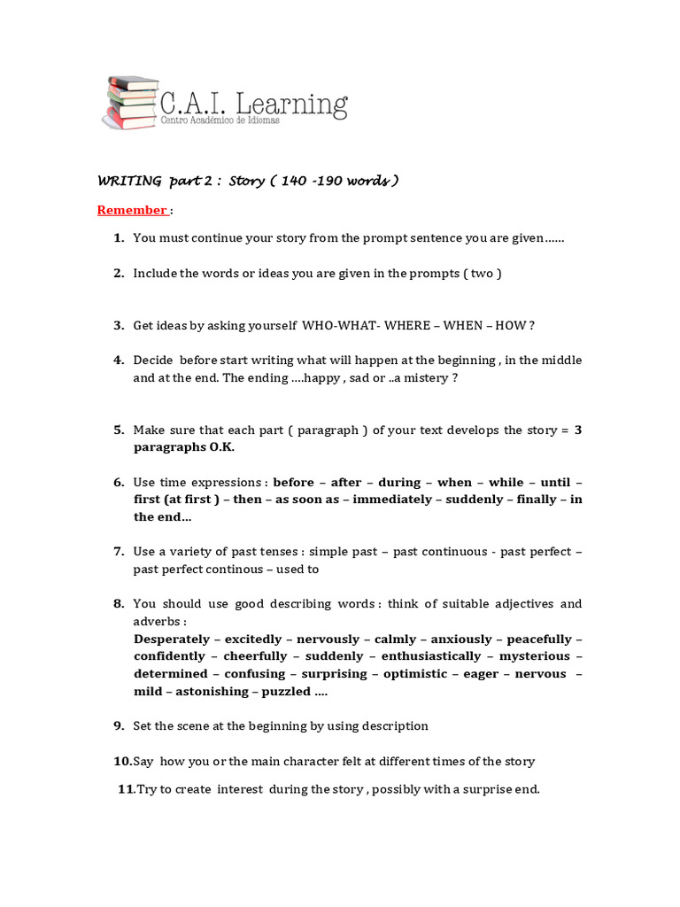 Writing Part 2 Story Fce For Schools | PDF | Grammar | Linguistics