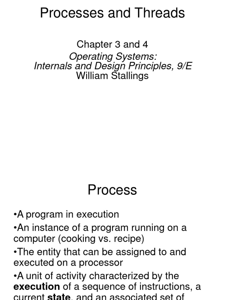 Operating Systems Internals and Design Principles - Chapter 3 and 4 | PDF | Thread (Computing ...