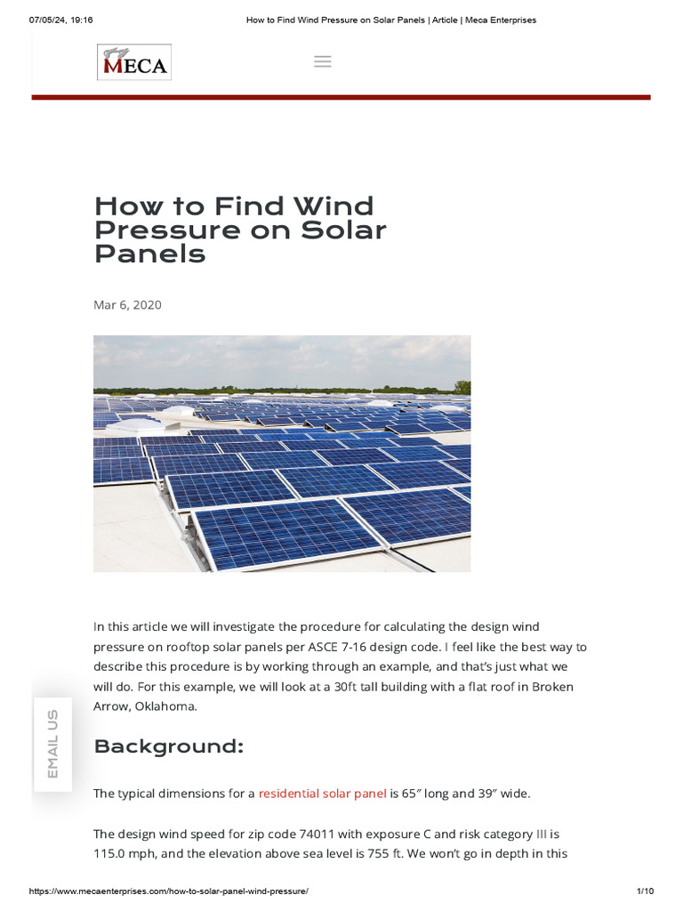 How to Find Wind Pressure on Solar Panels _ Article _ Meca Enterprises ...