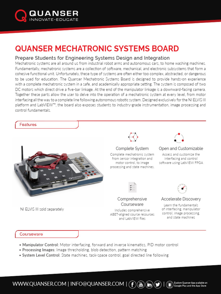 Mechatronic Systems Board Datasheet | PDF | Mechatronics | Machines
