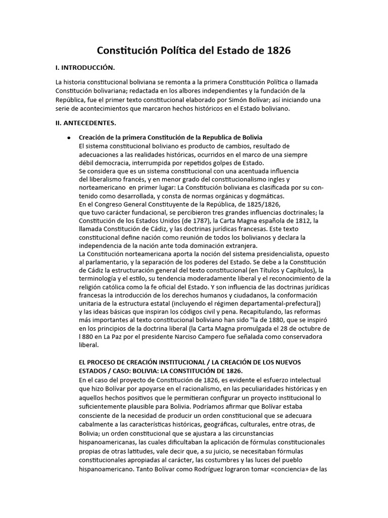 Constitución de 1826: Fundamentos y Estructura | PDF | Constitución ...
