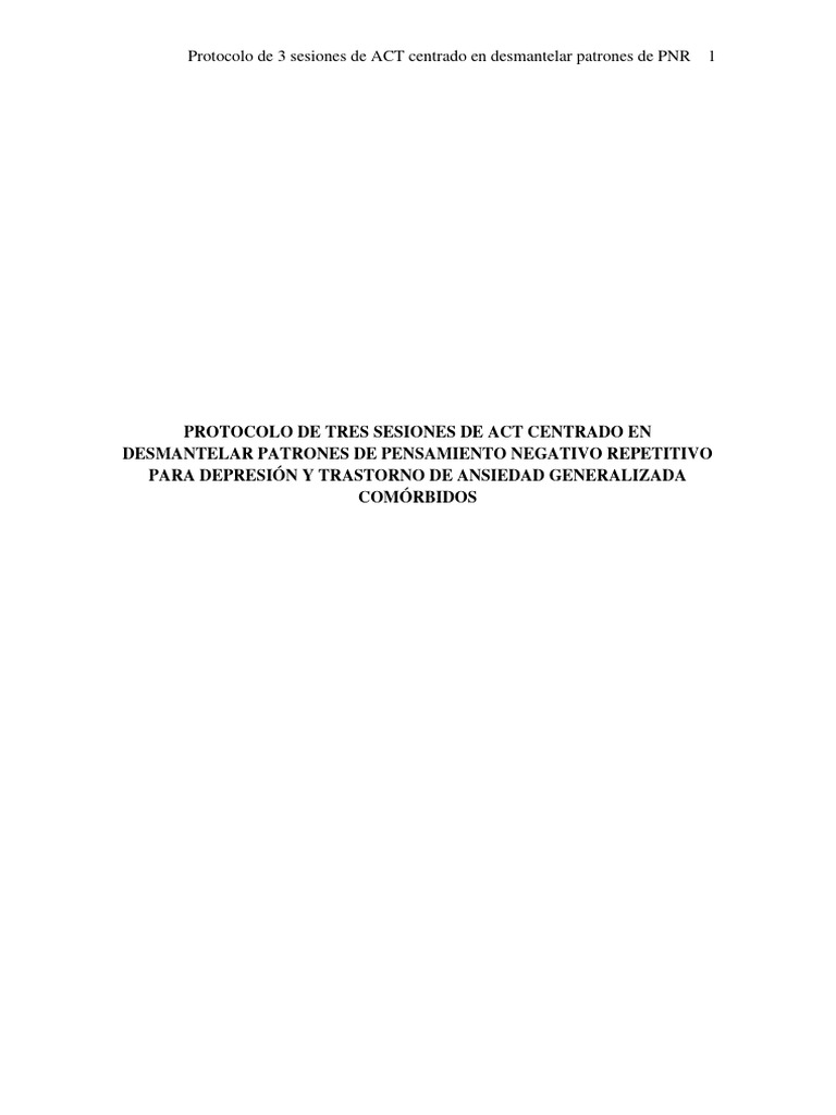 Protocolo RNT Focused ACT 3 Sesiones | PDF | Pensamiento | Mente