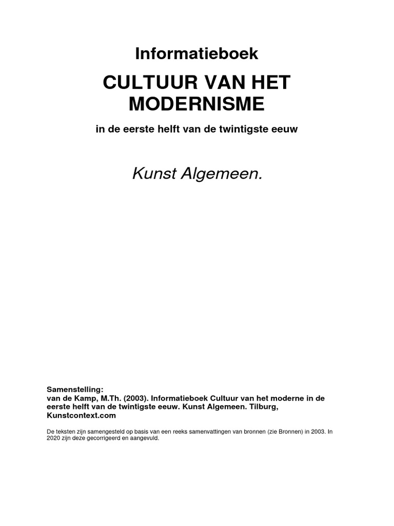 05 Informatieboek Cultuur Van Het Modernisme 1 | PDF