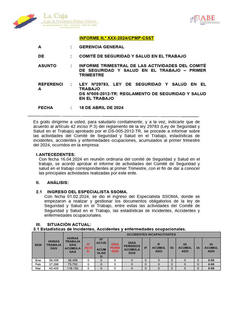 INFORME TRIMESTRAL | PDF | Business | Lugar de trabajo