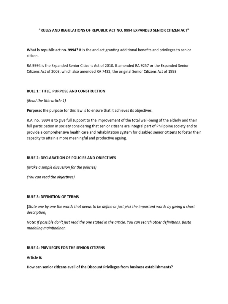 Ra 9994-1 | PDF | Non Governmental Organization | Welfare