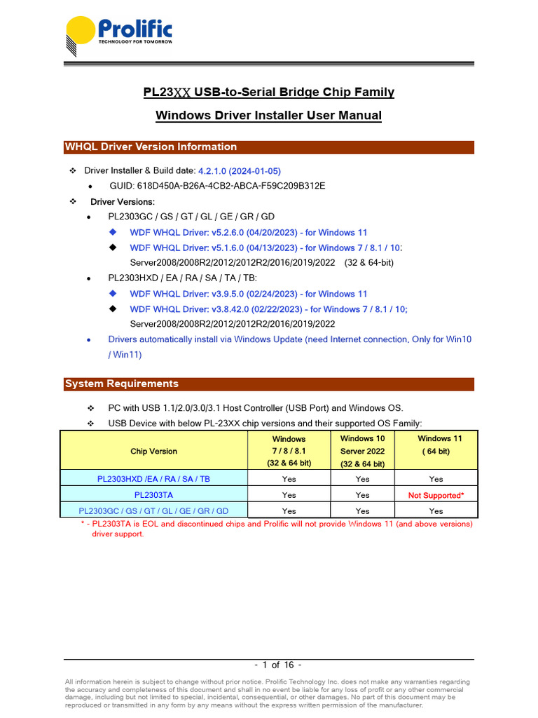 PL2303 Windows Driver Manual v4.2.1.0 | PDF | Microsoft Windows ...