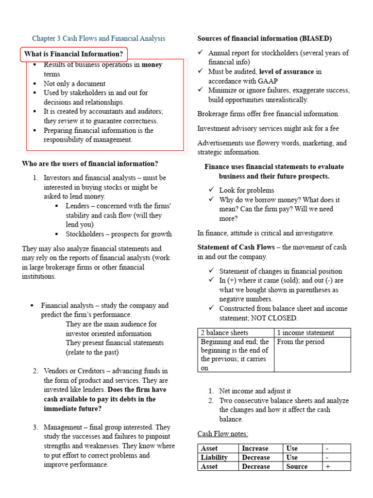 Chapter 3 Cash Flows and Financial Analysis | PDF | Free Cash Flow ...