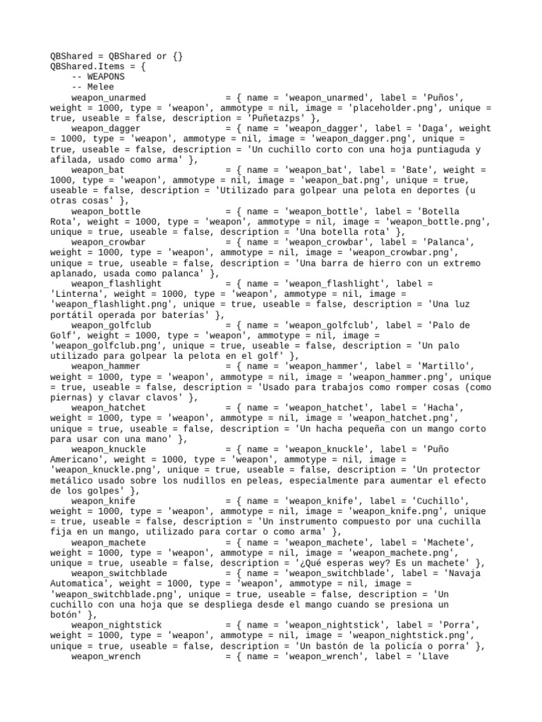 Items Lua | Download Free PDF | Pistol | Ballistics