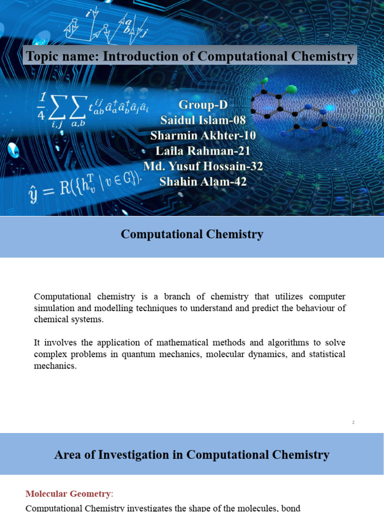 Group D | PDF | Computational Chemistry | Ab Initio Quantum Chemistry Methods