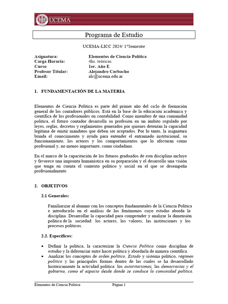 Programa de Materia | PDF | Gobierno | Estado (política)