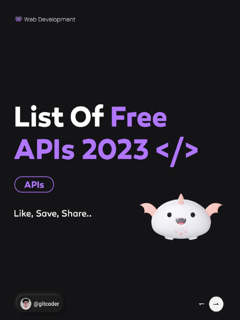 Awesome Free APIs To Use For Your Next Coding Project | PDF