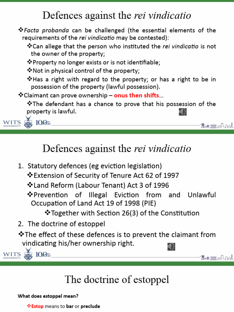 the rei vindicatio | PDF | Estoppel | Common Law