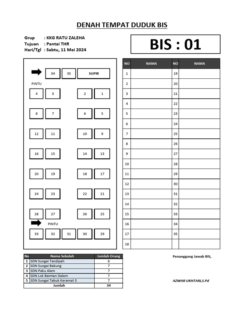 Denah Kursi Bus | PDF