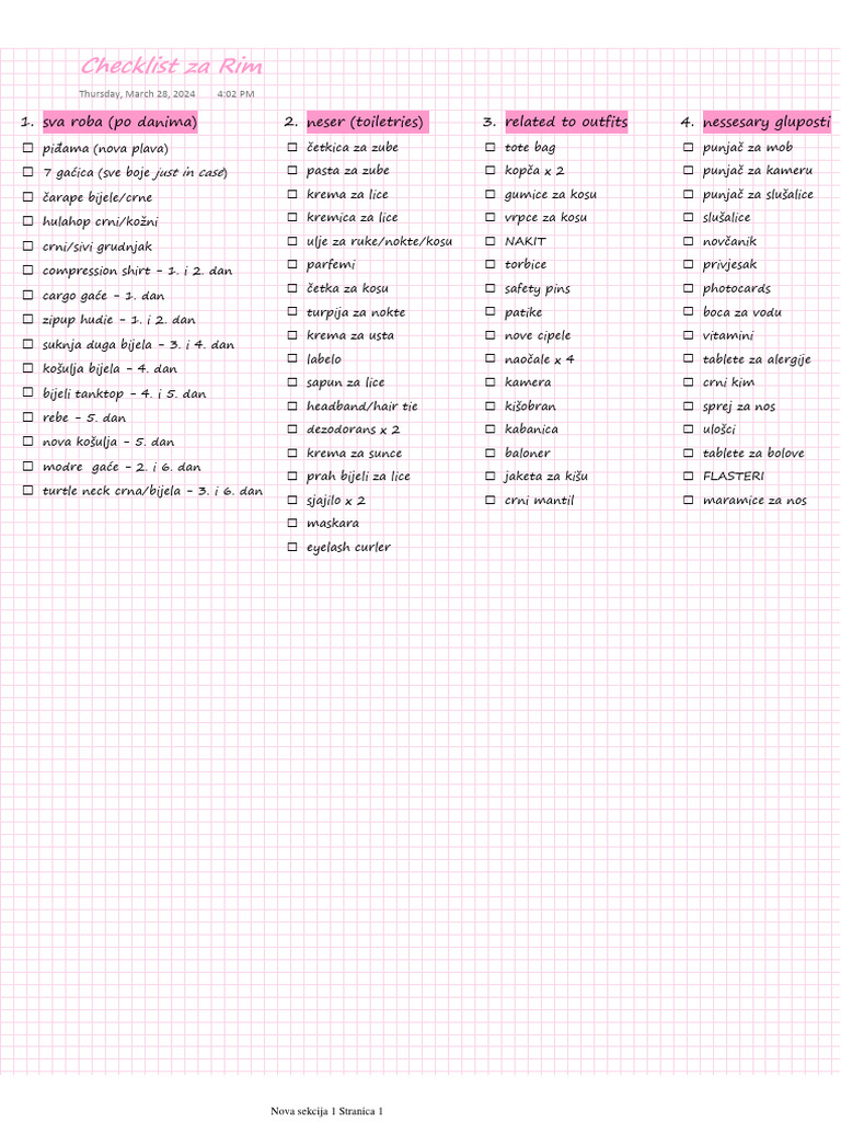 Checklist Za Rim | PDF