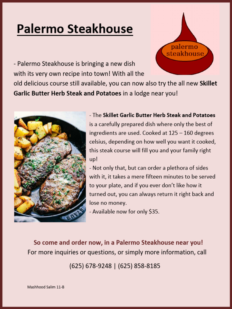 Palermo Steakhouse: Garlic Butter Herb Steak and Potatoes in A Lodge ...