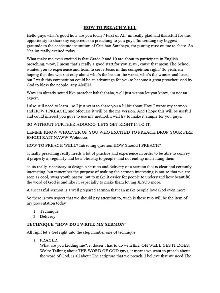 How to Preach Well | PDF | Sermon | Chapters And Verses Of The Bible