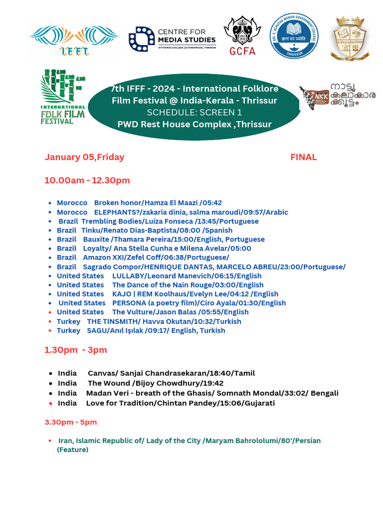 7th IFFla - India SCHEDULE | PDF | Languages | Foreign Language Studies