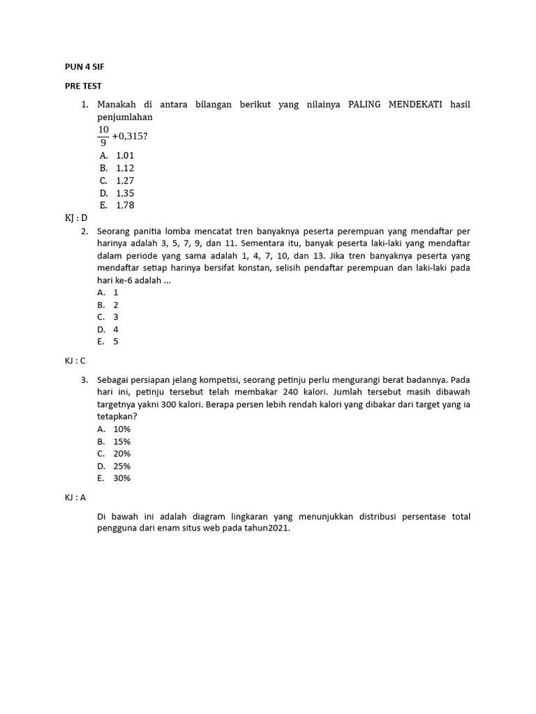 Soal Pre dan Post Test Matematika Siswa | PDF