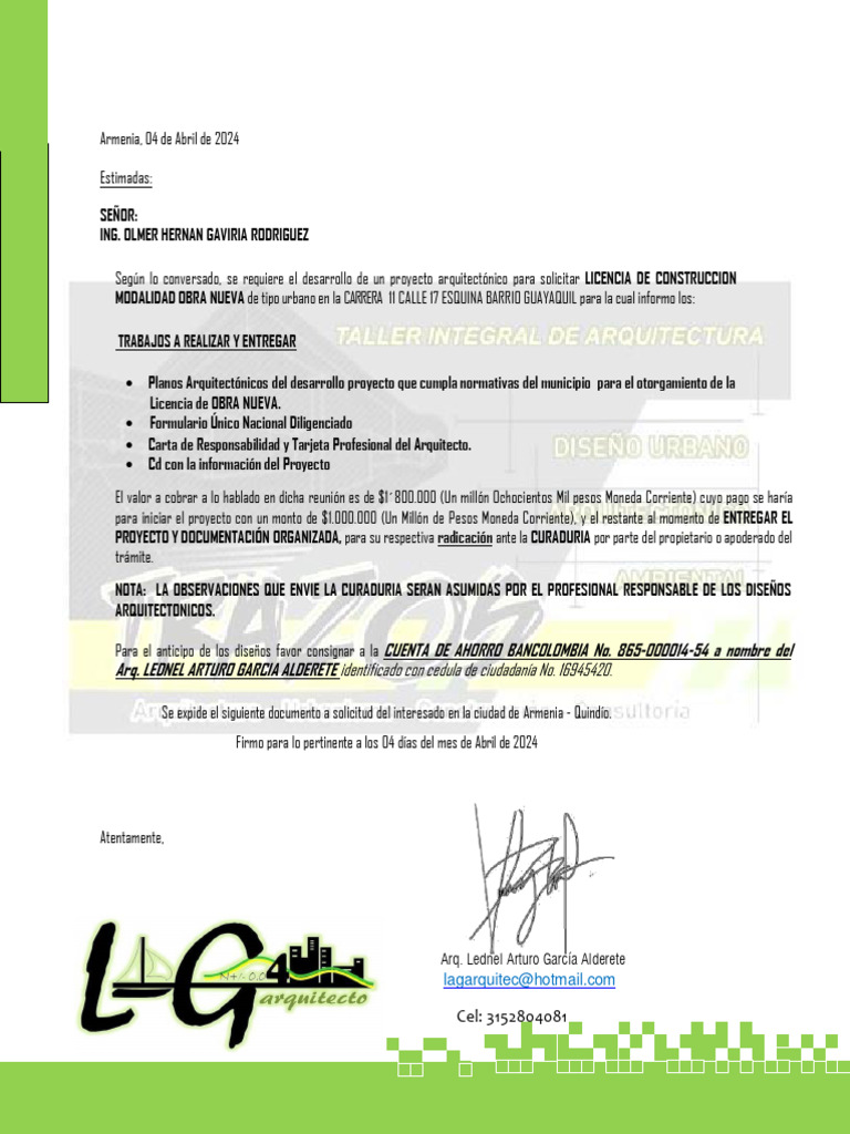 Cotizacion PROYECTO BARRIO GUAYAQUIL ING OLMER HERNAN GAVIRIA R | PDF