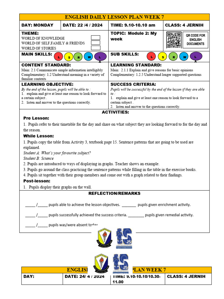 Rph Week 7 | PDF | Lesson Plan | English Language