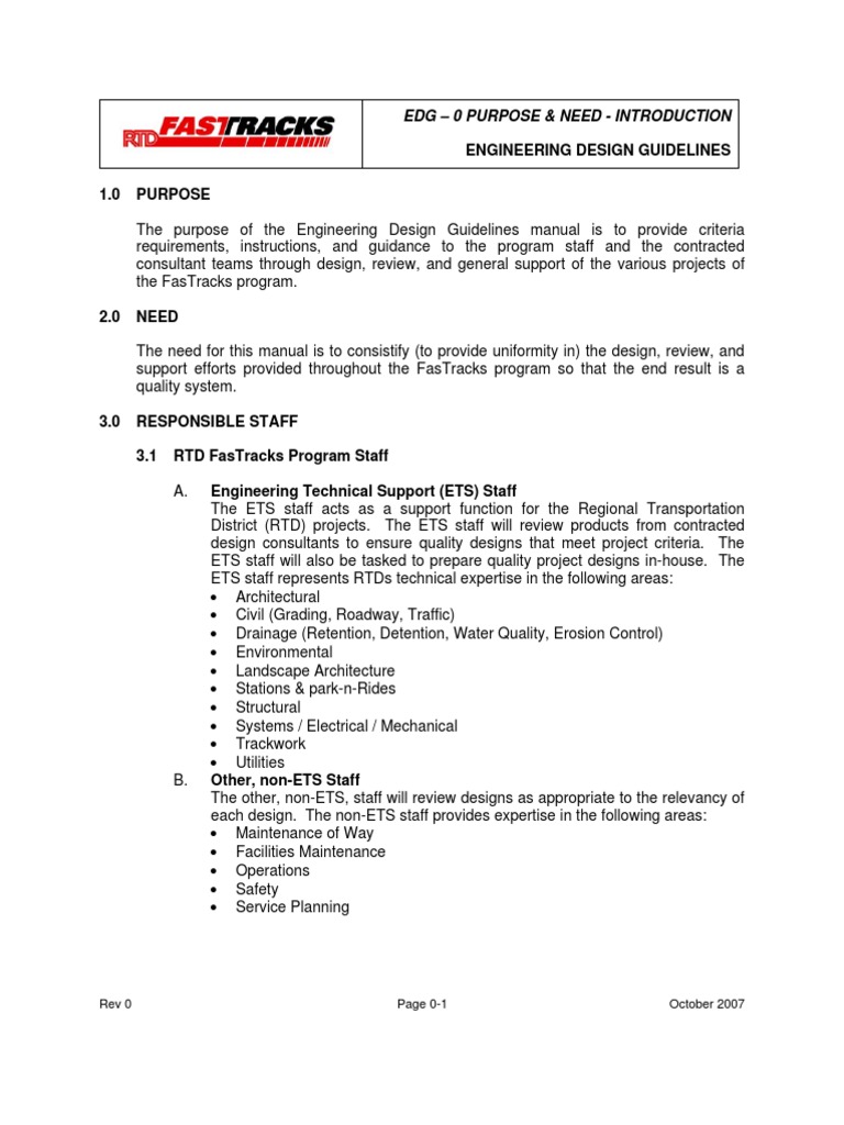 Guidelines for Engineering Design Standards for the RTD FasTracks ...