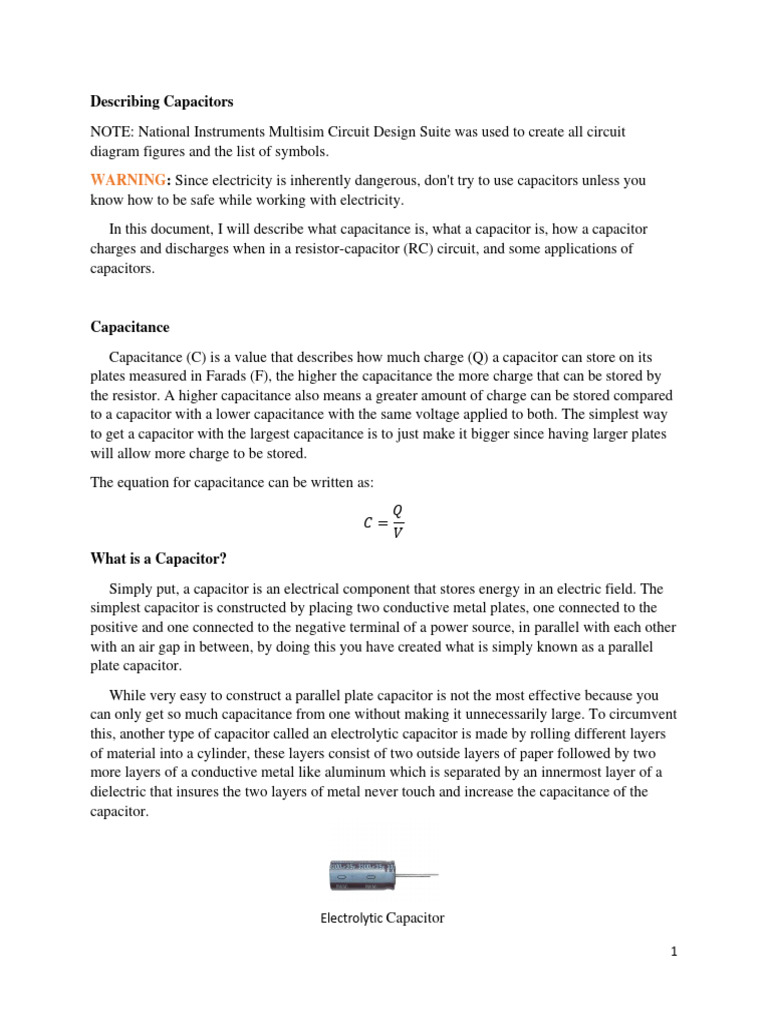 describing capacitors | PDF | Capacitor | Electrical Network