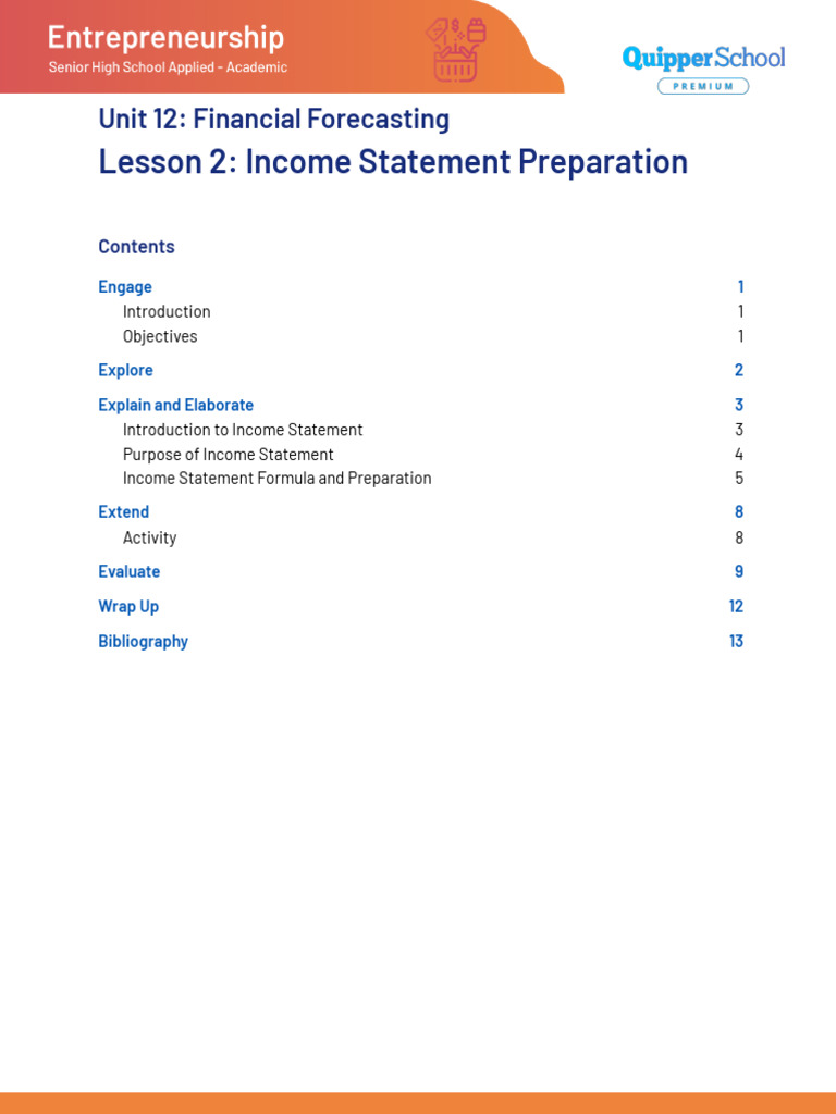 Income Statement Preparation Guide | PDF | Cost Of Goods Sold | Income ...